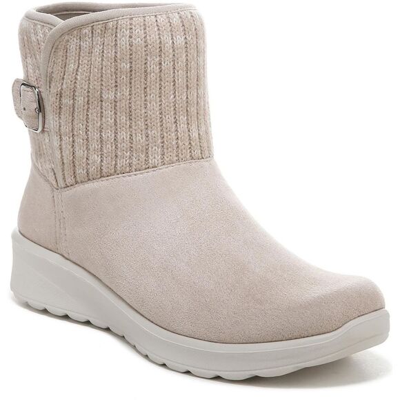 Bzees | Shoes | Bzees Womens Gloria Beige Faux Suede Knit Wedge Booties ...